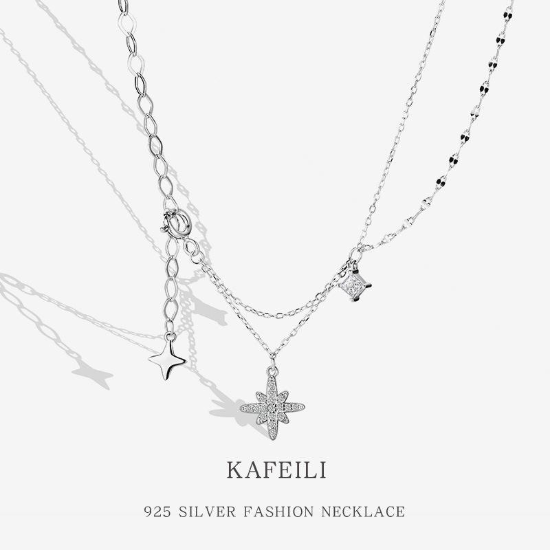 ・素材: 925シルバー・加工: 電鍍・デザイン: 幾何型・チェーンスタイル: 鎖骨チェーン・長さ: 41cm-50cm・流行要素: 八芒星・スタイル: 清新・スタイル分類: 清新スイート・製品カテゴリ: ネックレス・対象: 女性・流行要素...