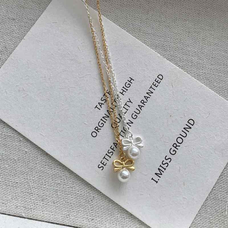 ・素材: シルバー・加工: 精工・形状: 蝶結び・チェーンスタイル: クロスチェーン・ペンダント素材: 925シルバー・長さ: 41cm-50cm・色: シルバー,18Kゴールド・スタイル: 韓国風・スタイル分類: 清新甘美・カテゴリ: ネ...