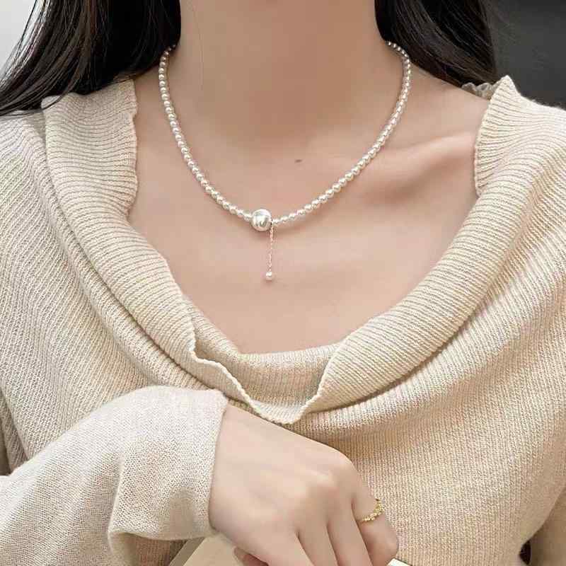 ・素材: シルバー・加工: メッキ・ペンダント素材: シルバー・長さ: 21cm-50cm・純度: 925シルバー・装飾要素: パール・スタイル: ファッションOL・対象: 女性