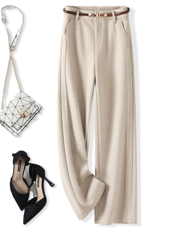 ・素材: ウール30%以下、アセテート・形状: ストレートパンツ・丈: ロングパンツ・ウエスト: ハイウエスト・厚み: 中厚・装飾: ベルト・カラー: オートミール,オフホワイト,ブラック,キャラメル・サイズ: 26,27,28,29,30...