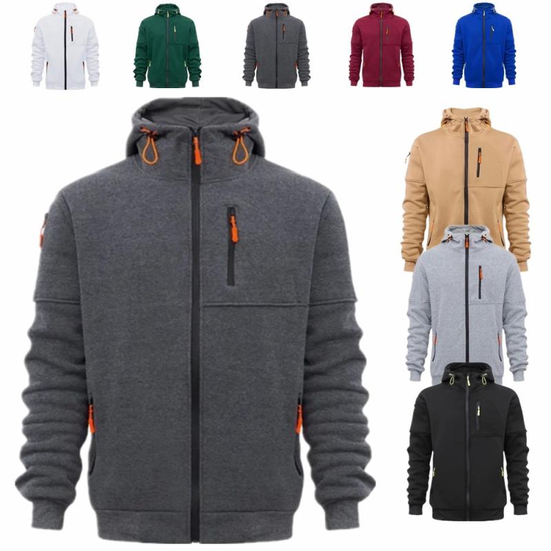 ・スタイル: スポーツ・開き: ジッパー・襟型: 折り返し襟・袖丈: 長袖・フード: あり・厚み: 裏起毛・適合季節: 秋・素材: ポリエステル・素材含有率: 96%以上・適用シーン: カジュアル・パターン: 無地・ディテール: 多ポケット...