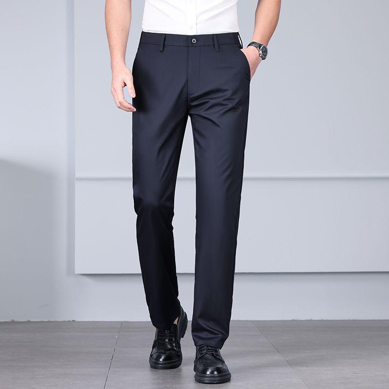 ・スタイル: 軽熟カジュアル・パンツタイプ: ロングパンツ・シルエット: ストレート・丈: ロング・ウエスト位置: ミドル・前立て: ジッパー・厚み: 薄手・柄: 無地・対象: 青年・素材成分: ビスコース51%、ポリエステル45.7%、シ...