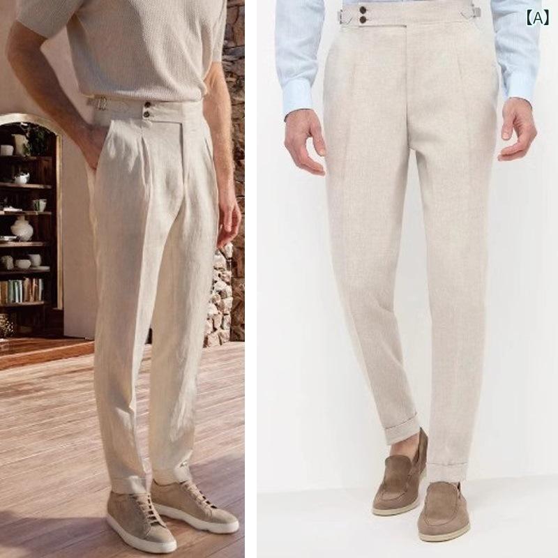 ・パンツ形状: ストレート・パンツ丈: ロング・ウエスト位置: ハイウエスト・ベルト有無: なし・フロント仕様: ジップ・厚み: 薄手・柄: 無地・素材: 竹繊維・主成分: コットンリネン・ストレッチ性: 高・色: ベージュ・サイズ: 29...