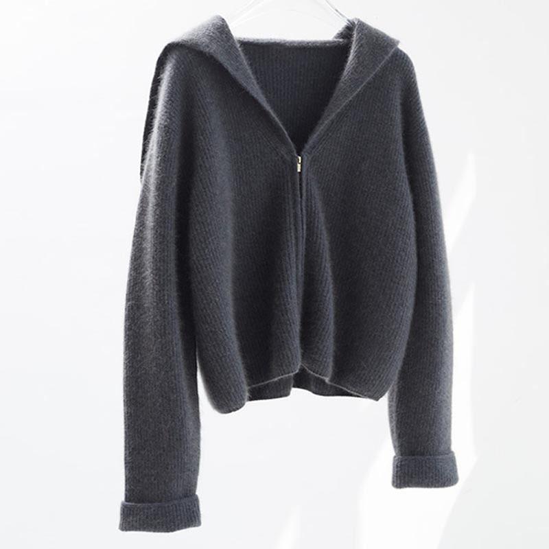 ・カーディガン・ルーズフィット・着丈: 普通 (50-65cm)・フード・標準袖・長袖・中厚・ジップ・スプライス加工・カラー: ベージュ,グレー,レッド・サイズ: S,M,L,XL・通勤スタイル・ウール95%以上・ジップ前立て