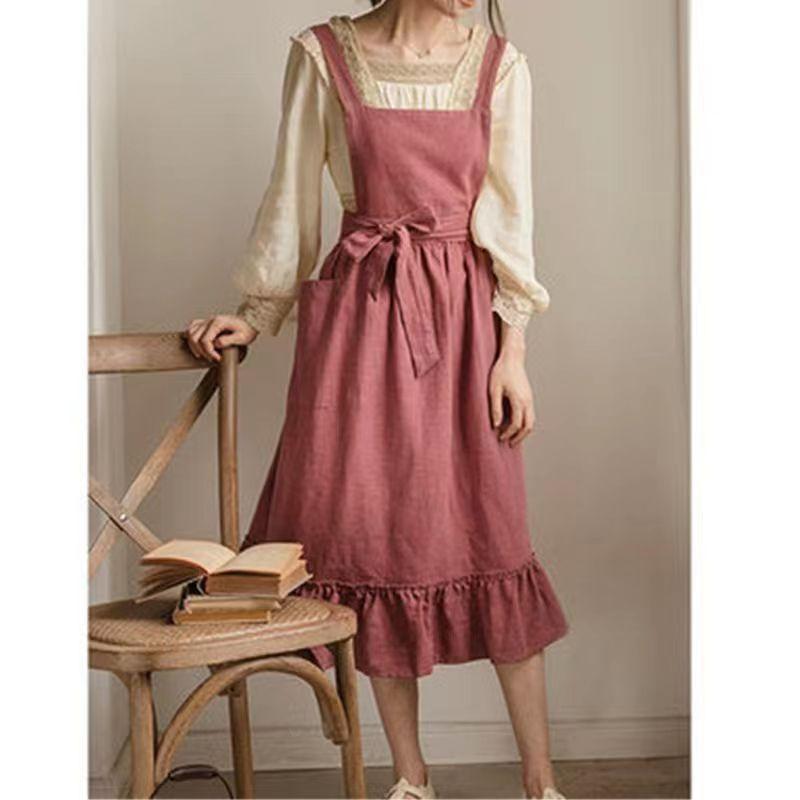 ・タイプ: 無袖エプロン・用途: 防汚・素材: コットン100%・サイズ: フリーサイズ・柄: 無地・カラー: ライトブルー,ワインレッド,オフホワイト,グレー,ピンク,ブラック