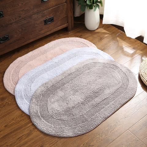 ・素材: コットン95%・形状: 楕円形・柄: ストライプ・洗濯方法: 機械洗い可・色: ピンク,ライトブルー,ライトグレー・サイズ: 50×80cm・使用空間: リビング,寝室,書斎,浴室・種類: フロアマット・適用シーン: ダイニング,...