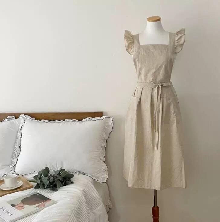 ・種類: 無袖エプロン・用途: 防汚・素材: コットン・サイズ: フリーサイズ・スタイル: モダンシンプル・柄: 無地・色: ベージュ防水,ピンク防水,ローズ防水,ブラック防水・寸法: 高さ91cm、腰78cm、裾107cm