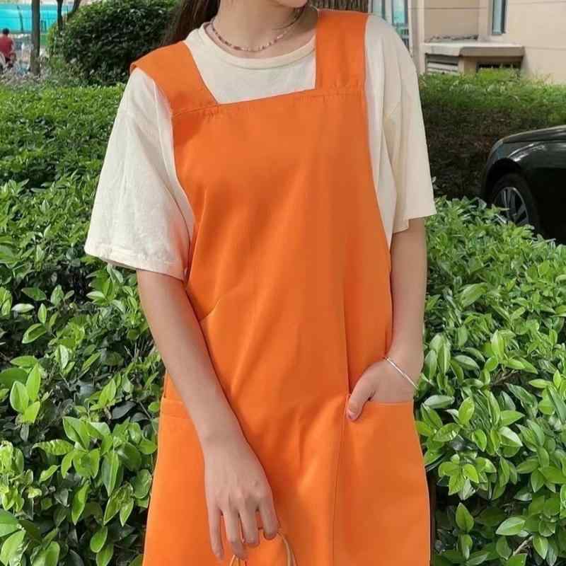 ・エプロン分類: 無袖エプロン・用途: 防汚・サイズ: フリーサイズ・スタイル: 韓国風・カラー: ブラック,ブラウン,ワインレッド,パープル,ピンク,オレンジ,スカイブルー,レッド,グリーン