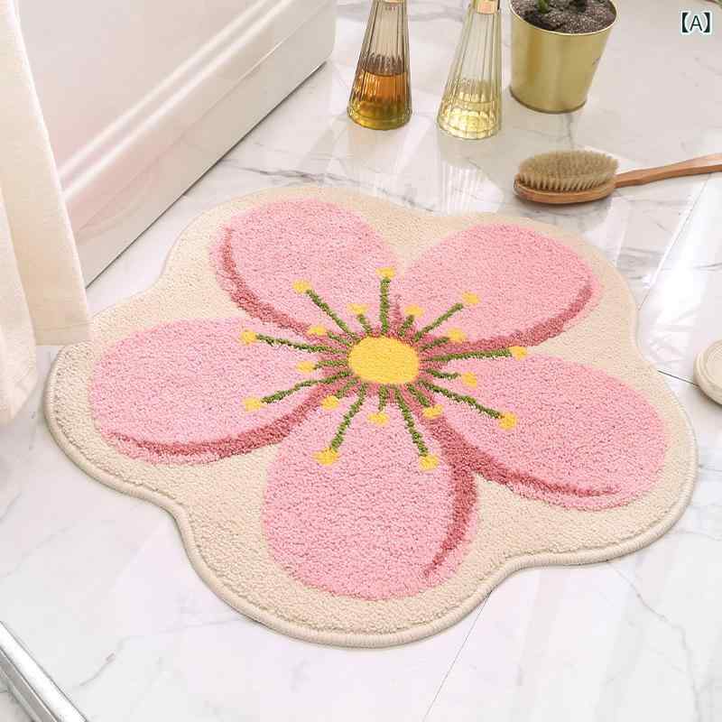 ・素材: ポリエステル繊維・加工: 機械織り・形状: 異形・柄: 植物花卉・洗濯方法: 機洗い可・色: 桃花,雛菊,四葉草,レモン・サイズ: 60x60cm・使用空間: 寝室,書斎,食堂,浴室・スタイル: 現代簡約