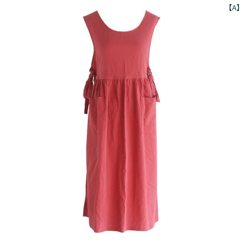 ・タイプ: 無袖エプロン・用途: 防汚・素材: コットン100%・サイズ: フリーサイズ・スタイル: 韓国スタイル・柄: 無地・カラー: ピンク,ミリタリーグリーン,オートミール,ネイビー・対象: 女性用