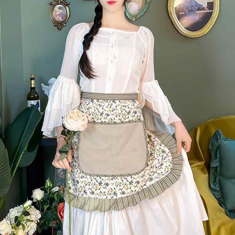 ・タイプ: 有袖エプロン・スタイル: アメリカンカントリー・カラー: ピンク,グリーン,レンガ色