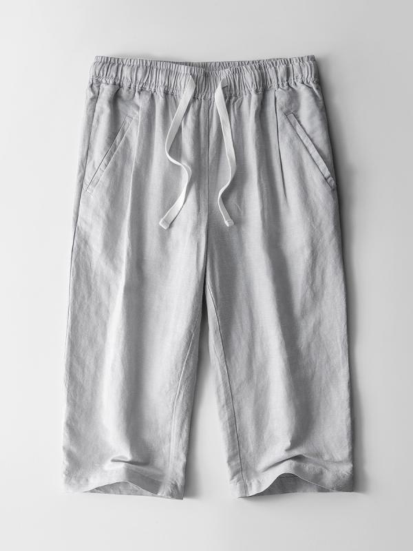 ・スタイル: 日式レトロ・デザイン: ベーシック・シルエット: ストレート・丈: 7分丈・ウエスト位置: 中腰・ベルト: あり・前立て: ドローストリング・厚み: 薄手・柄: 無地・素材: リネン52%・用途: カジュアル・裾: ストレート...