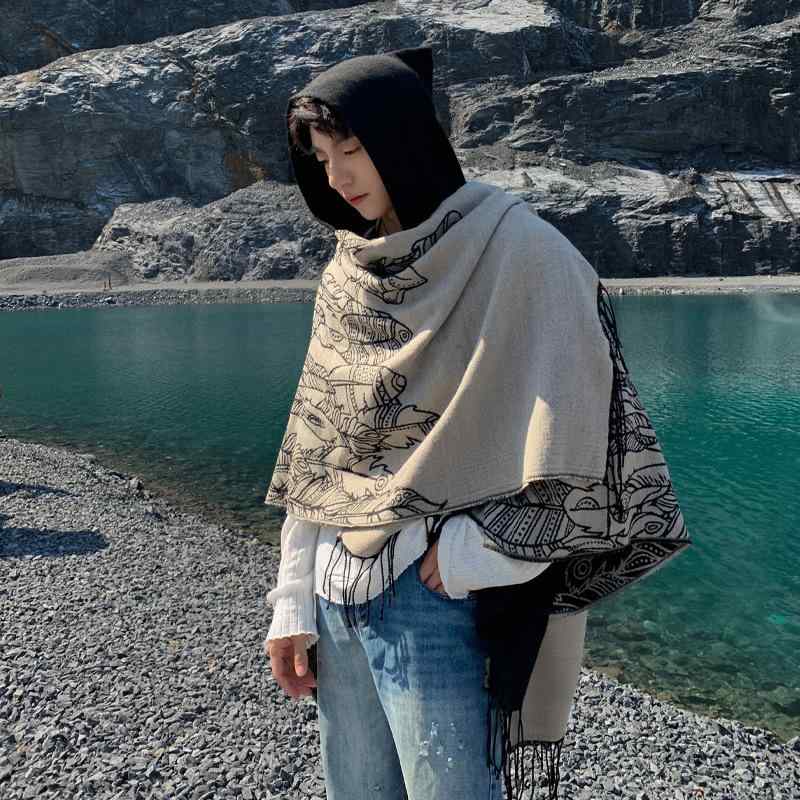 ・性別: 男性・編み方: 経編・素材: アクリル/人工羊毛・機能: 保温・加工: 提花・流行要素: タッセル・款式: 普通長・幅: 140cm・スタイル: レトロエスニック・色: 赤,黒米,藍駝,藍紅,黒灰,黒咖色,紅藍,ワインレッド・長さ...