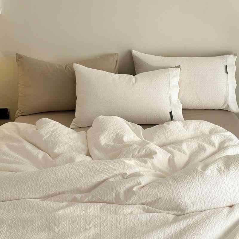 ・素材: 綿100%・染色加工: 活性染め・織造加工: 水洗、印花、提花・柄: 幾何模様・スタイル: ベッドシーツ、ベッドスカート・適用ベッドサイズ: 1.2m、1.5m、1.8m、2.0m・カラー: 幸福 白、幸福 抹茶、幸福 ピンク、莉...