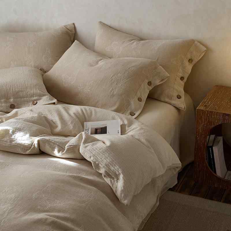 ・素材: コットンリネン・重量: 3000g-3500g・タイプ: ベッドシーツ式・柄: 蝶の花恋、陌上花妍・サイズ: 1.5m四件セット: 被套200×230cm ベッドシーツ245×250cm 枕カバー48×74cm一对, 1.8m四件...