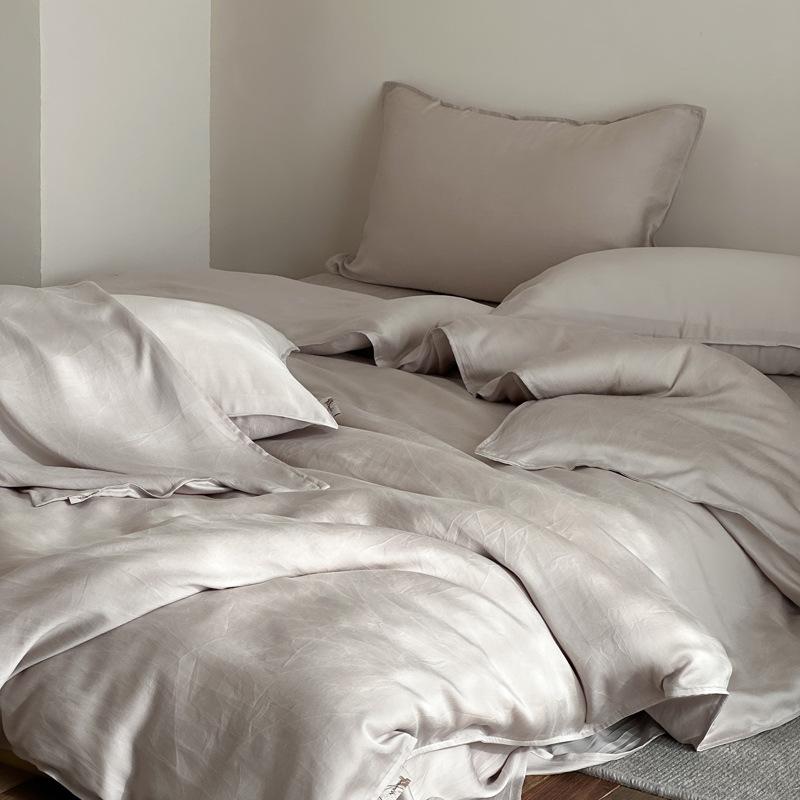 ・素材: リヨセル・糸数: 60支・染色加工: 活性染め・織り加工: 水洗・重量: 2000g～2500g・柄: 無地・スタイル: ベッドシーツ式・カラー: グレー,パープル,ブラウン,グリーン,ホワイト・サイズ: 1.5m四件套,1.8m...