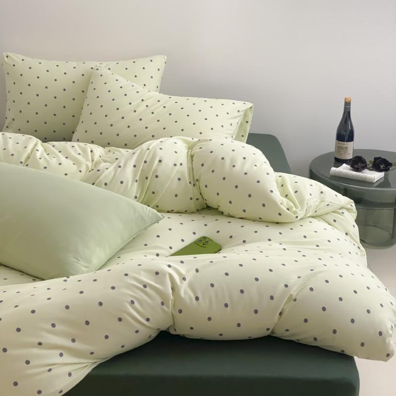 ・素材: コットン・生地重量: 500g～800g・柄: 小波点・カラー: グレー,ベージュブラック,スカイブルー,ブラウンピンク・款式: ベッドシーツ式・スタイル: モダンシンプル・セット内容: 4点セット・サイズ: 小号（掛け布団カバー...