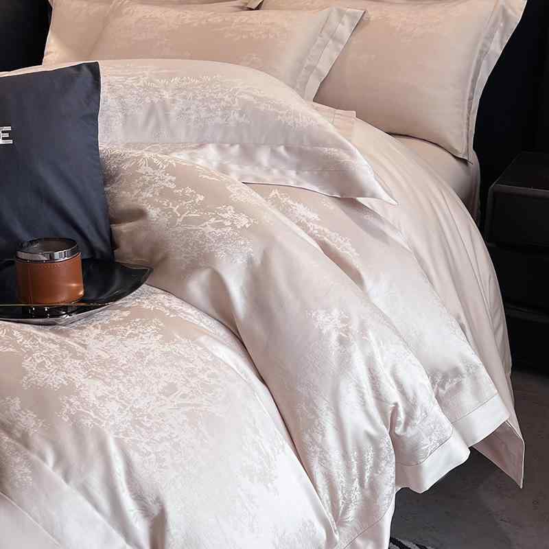 ・糸支数: 100s・染色加工: 活性染色・織り方: ツイル、ジャカード・重量: 2000g～2500g・柄: 無地、幾何模様・スタイル: ベッドシーツ式、ベッドスカート式・色: 淡い紫、シャンパン、淡いグレー、ブルー・サイズ: 1.5m用...