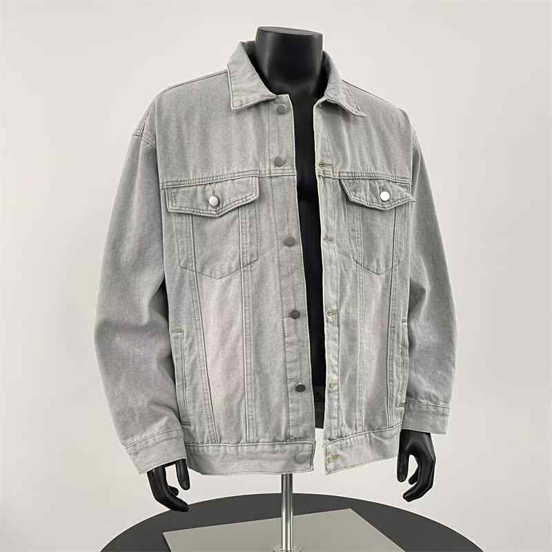 ・スタイル: レトロ・襟型: ノーカラー・シルエット: ルーズ・前立て: ジッパー・厚み: ミドル・パターン: 無地・機能: 耐摩耗,防風・生地: デニム・主素材: ポリエステル50%・裏地: ポリエステル・用途: カジュアル・ディテール:...