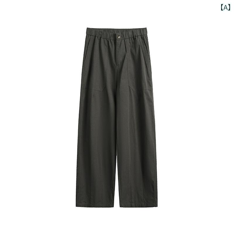 ・スタイル: ワークパンツ・パンツタイプ: ルーズ・丈: ロング・ウエスト位置: ミッド・ベルト: なし・フロント: ジップ・厚み: 普通・パターン: ソリッド・素材: コットン100%・用途: カジュアル・裾: ストレート・ストレッチ: ...