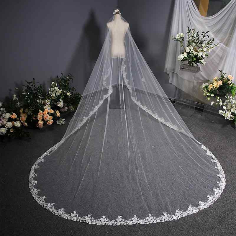 ・素材: メッシュ・スタイル: レトロ・性別: 女性用・デザイン: 花柄・種類: 教会式・色: ホワイト・長さ: 3.8m・幅: 3m・形状: ヘッドベール