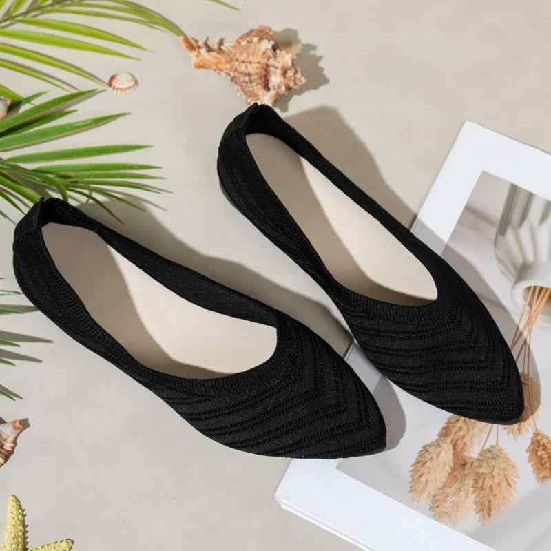 ・対象性別: 女性・デザイン要素: ホロー・つま先形状: 尖頭・アッパー素材: メッシュ・素材特徴: ニット・ヒール高: フラット (0-1cm)・パターン: 無地・色: ブラック, オレンジ, レッド, ベージュ, グリーン, イエロー,...