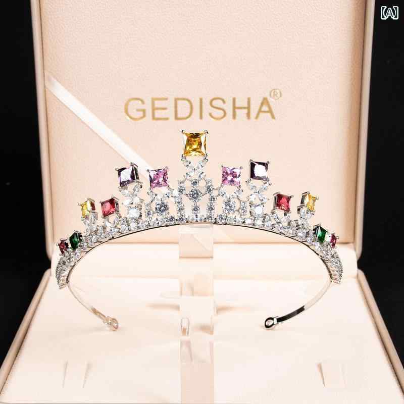 ・素材: ジルコン・純度: 18K・スタイル: 男女兼用・形状: クラウン・加工: ジルコン石留め・クリスタル種類: カラークリスタル・色: カラフル,ホワイト,グリーン