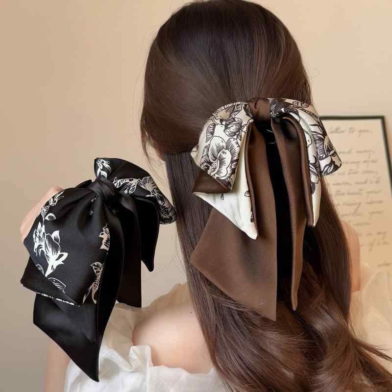 ・素材: サテン・カラー: ブラック, ブラウン・種類: ポニーテールクリップ・対象: 女性用・装飾: 蝶結