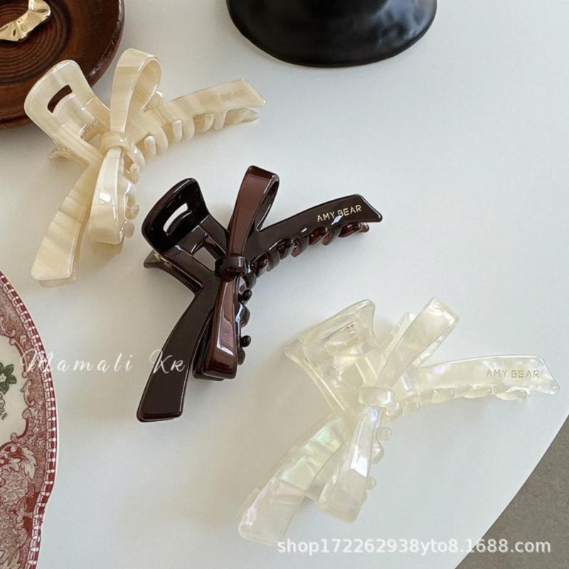 ・素材: アセテート・タイプ: 掴みクリップ・色: パールブラウン, オフホワイト, イリデセント・流行要素: リボン・スタイル: 韓国風・スタイル分類: 清新甘美・カテゴリ: ヘッドアクセサリー・対象: 女性