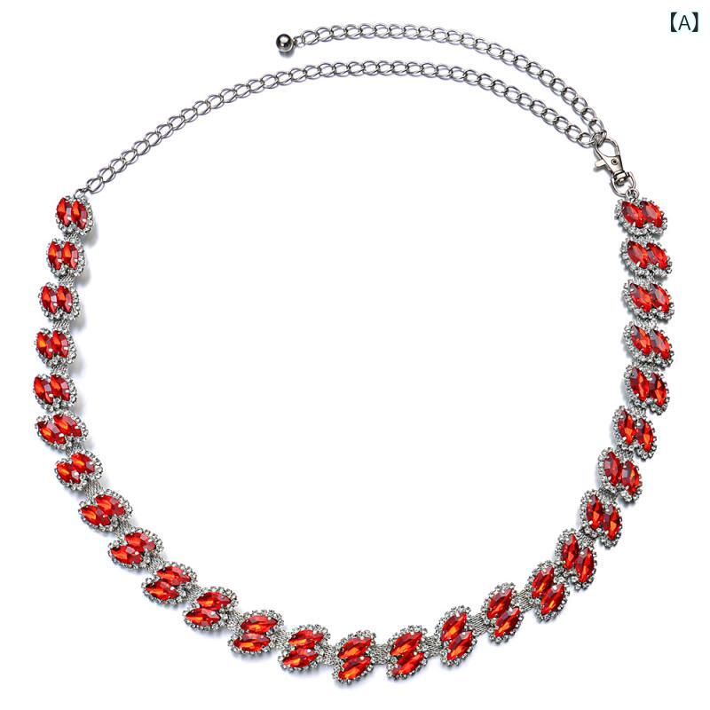 2個セット・対象性別: 女性・対象年齢: 成人・素材: 金属・流行要素: インセット・色: 赤、青・スタイル: ベーシック・圈数: 単圈・長さ: 120cm・幅: 2.8cm・留め具: ロブスターバックル