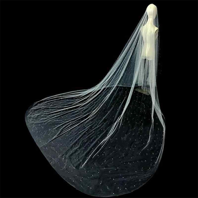 ・素材: 布地・スタイル: 仙女風・性別: 女性・形状: 花柄・種類: 教会式・サイズ: 長さ4.07m、幅3m・装飾: ビーズ、ダイヤモンド・付属品: 隠れヘアコーム