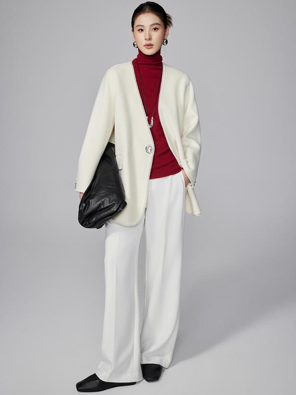 ・カラー: ダークグレー,オフホワイト・サイズ: S,M,L・素材: カシミア,ウール・カシミア含有率: 30%以下・ウール含有率: 90%-95%・柄: 無地・デザイン: オーガンジー拼接