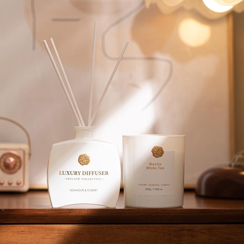 ・素材: ダイズワックス・加工: 手作り,半手作り半機械・種類: アロマキャンドル・形状: カップ型・バリエーション: White Bloom白沙绽放,White Jasmine白茉莉,Westin White Tea威斯汀白茶,Amber...