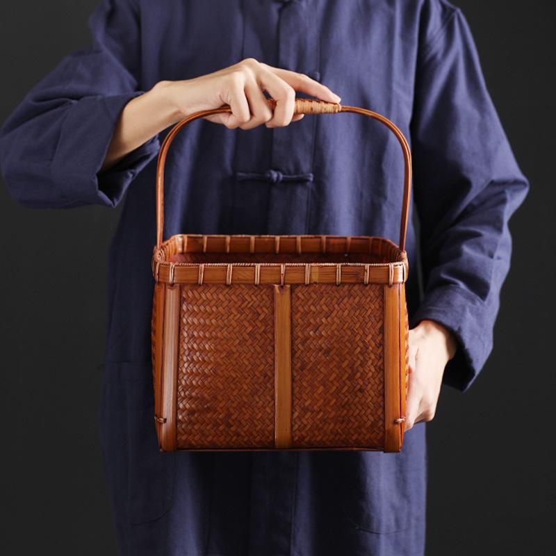 ・素材: 竹・スタイル: 中国風・カラー: ワインレッド,ライトイエロー,ヴィンテージカラー,竹自然色・サイズ: 最小号バスケット,最大号方形バスケット,大号無蓋,大号有蓋,楕円形小号バスケット