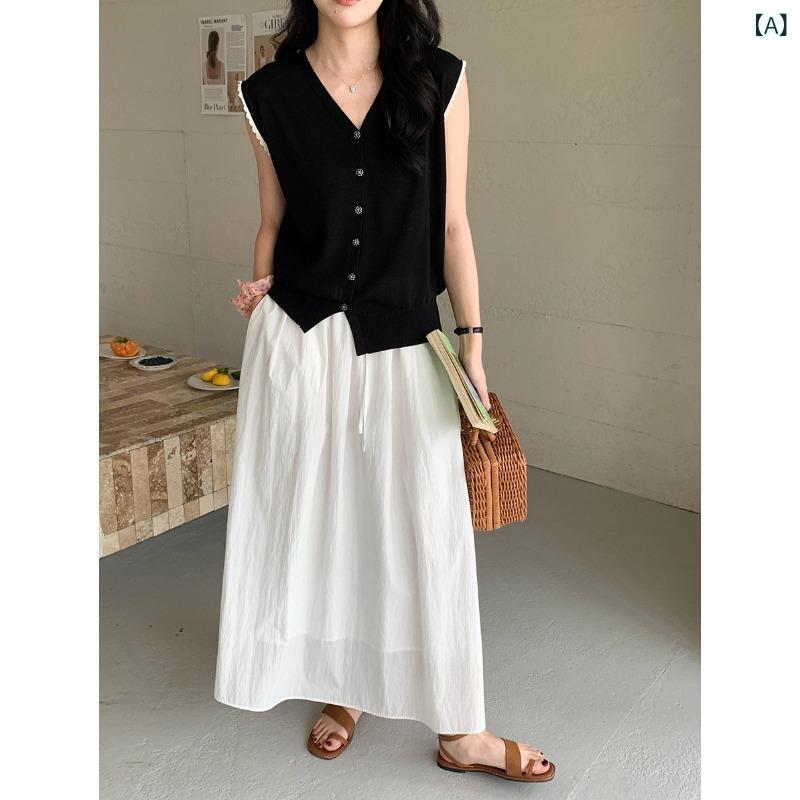 ・素材: アクリル・パターン: 無地・厚み: 薄手・組み合わせ: 単品・シルエット: レギュラー・袖タイプ: ノースリーブ・ネック: Vネック・着丈: 約50-65cm・加工: パッチワーク・色: ブラック,アイボリー,ライトグレー・サイズ...