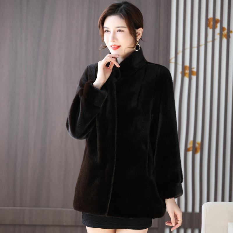 ・カラー: ブラック,ブラウン・サイズ: L,XL,XXL,XXXL,XXXXL,5XL・袖丈: 長袖・襟型: スタンドカラー・スタイル: 都市風・対象年齢: 成人・素材: ミンクファー・対象性別: 女性・袖型: ストレートスリーブ