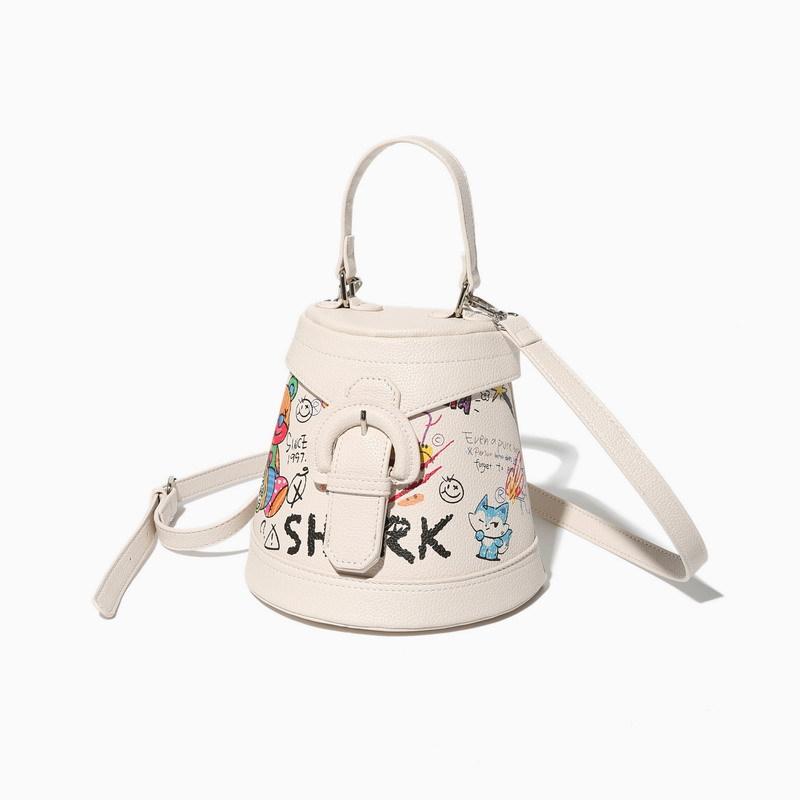 ・スタイル: ヨーロピアン レトロ・素材: PU・バッグスタイル: バケットバッグ・サイズ: 小・流行要素: ステッチ、プリント、ツートンカラー・裏地: ポリエステル・形状: 水桶型・開閉方式: 蓋式・内部構造: ジッパー隠しポケット・硬度...