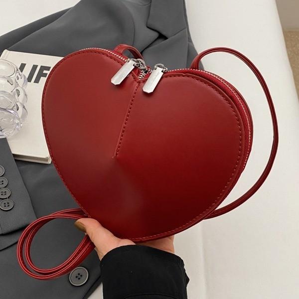 ・カラー: 黒,ワインレッド,ピンク,オフホワイト・スタイル: ストリート・素材: 合成皮革・形状: ハート・サイズ: 小・ディテール: ステッチ・裏地: ポリエステル・開閉: ジッパー・内部構造: カードポケット・硬さ: 中柔らか・ストラ...