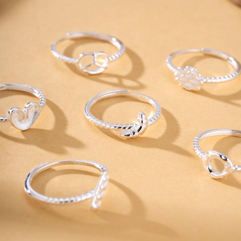 ・素材: 925シルバー・加工: メッキ・形状: 幾何型・デザイン: クロワッサン,バゲット,バタフライパフ,ソルトレーズン,ドーナツ,ワッフル・サイズ: 開口可調節・スタイル: 百搭・スタイル分類: ファッション通勤・対象: 男女共通・流...