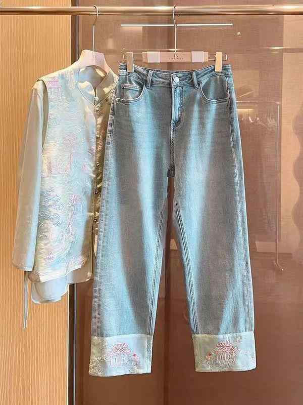 ・生地: デニム・主素材: スパンデックス・含有率: 30%未満・丈: 3分丈・色: ブルー・サイズ: S,M,L,XL,2XL,3XL・形状: ワイドレッグ