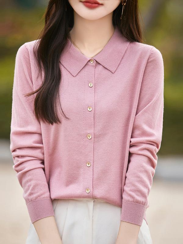 ・素材: ウール・柄: 無地・厚み: 中厚・タイプ: 開襟・シルエット: ルーズ・袖型: 通常袖・襟型: ポロ襟・袖丈: 長袖・着丈: 普通 (50-65cm)・加工: 熱定型・カラー: ピンク,ブラウングレー,カーキ,グレー,ホワイト,ネ...