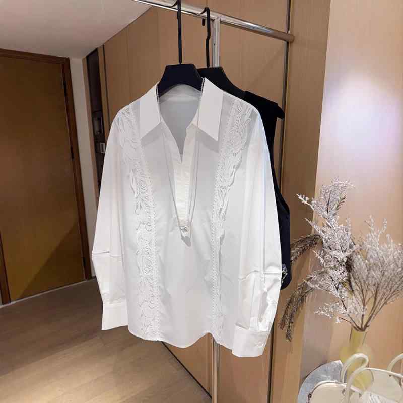 ・素材: シフォンポリエステル95%以上・柄: 無地・スタイル: プルオーバー・袖丈: 長袖・シルエット: ルーズ・着丈: 普通・襟型: ラペル・袖型: 通常袖・色: ホワイト・サイズ: S,M,L,XL・通勤スタイル: エレガント通勤