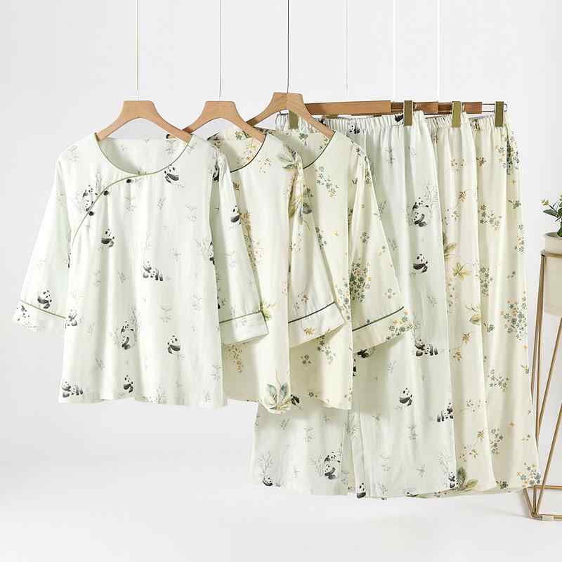 ・素材: バンブコットン・スタイル: セットアップ・厚み: 薄手・生地重量: 121-140g/平方メートル・襟型: 丸首・袖丈: 長袖・パンツ丈: ロング・機能: カジュアル、通気性、睡眠用、ホームウェア、快適、アウトドア可・色: 紫、黄...