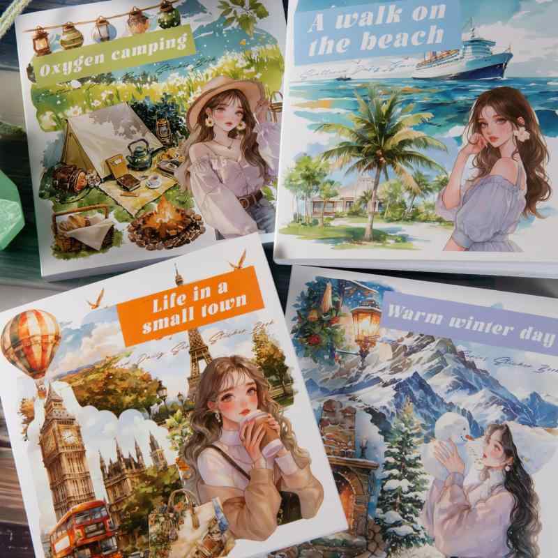 ・色: 沙滩漫步,氧气露营,小镇生活,温暖冬日・スタイル: レトロ・重量: 212～220g・加工: 印刷