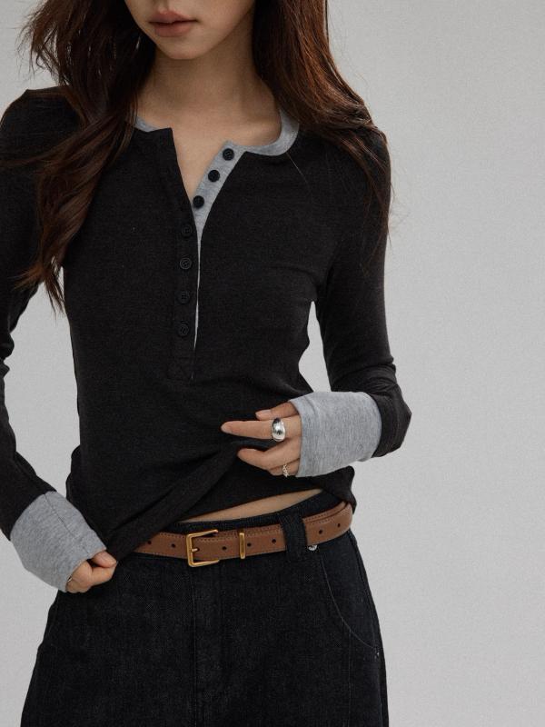 ・スタイル: プルオーバー・袖丈: 長袖・版型: スリム・着丈: 普通(50cm<着丈≤65cm)・襟型: Uネック・袖型: 通常袖・加工: スプライス・色: グレー・サイズ: S,M,L,XL,XXL