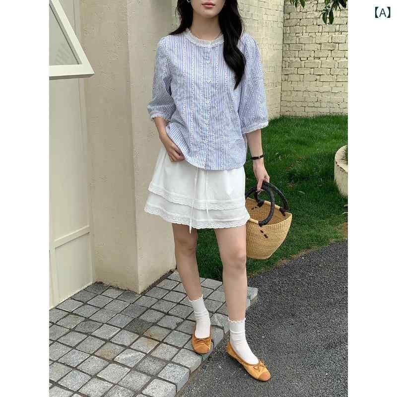 ・素材: コットン・柄: ストライプ、チェック・タイプ: カーディガン・袖丈: 9分袖・加工: パッチワーク、ステッチ・シルエット: スタンダード・着丈: ミディアム(50cm<着丈≤65cm)・襟型: クルーネック・袖型: スタンダ...