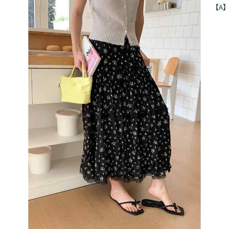 ・柄: 小花柄・加工: ステッチ・素材: ポリエステル・主素材成分: ポリエステル・主素材含量: 95%以上・スカート形: ペンシルスカート・丈: ロング・カラー: 黒地小花, 黄緑地小花, ベージュ地小花・サイズ: フリーサイズ・スタイル...