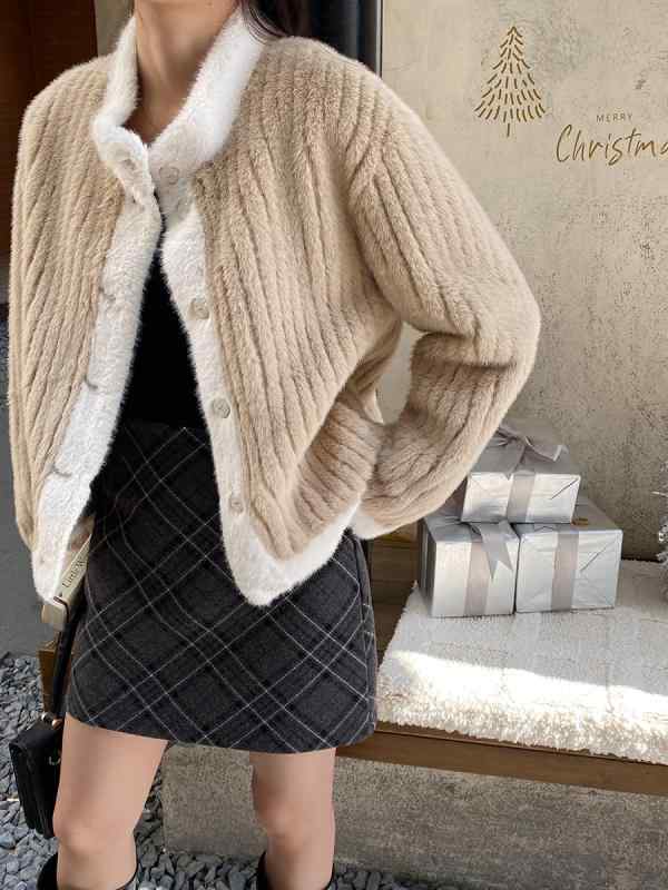 ・柄: 配色・シルエット: ストレート・セット: 単品・厚み: 中厚・着丈: 普通款・袖丈: 長袖・袖型: 通常袖・襟型: 丸首・デザイン要素: コントラストカラー・加工: パッチワーク/スプライス・カラー: ピンク,カーキ・サイズ: M,...