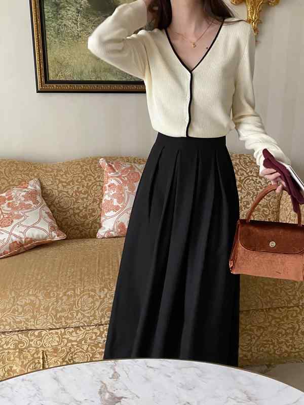 ・パターン: スプリットカラー・厚さ: 中厚・セット: 単品・スタイル: カーディガン・フィット: スリム・袖型: ストレート・襟型: Vネック・袖丈: 長袖・ディテール: ボタン・着丈: 普通 (50cm < 着丈 ≤ 65cm)・...