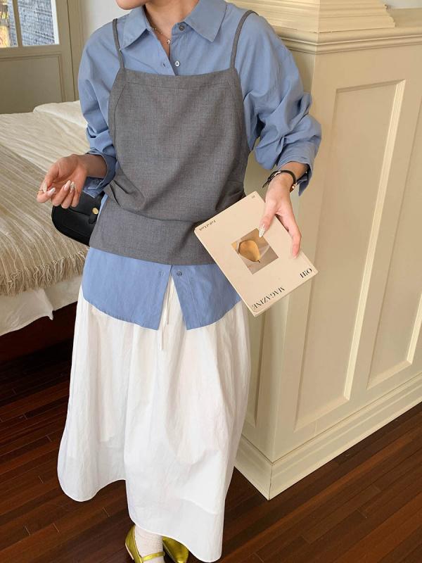 ・色: ブルー,ホワイト,グレー,ブラック・サイズ: S,M,L,均码・素材: テンセル(50%-70%),コットン(30%-50%)・スタイル: 通勤・セット: 上衣セット・性別: 女性・袖型: 通常袖・袖丈: 長袖・パターン: 無地・加...